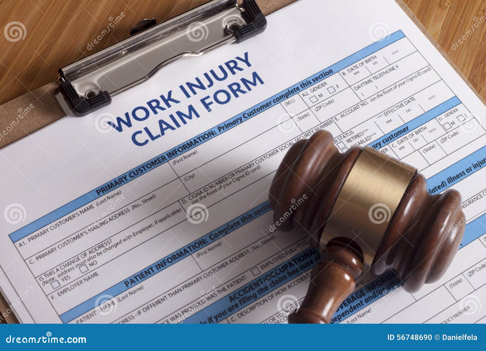 Work Injury claim form stock photo. Image of security - 56748690
