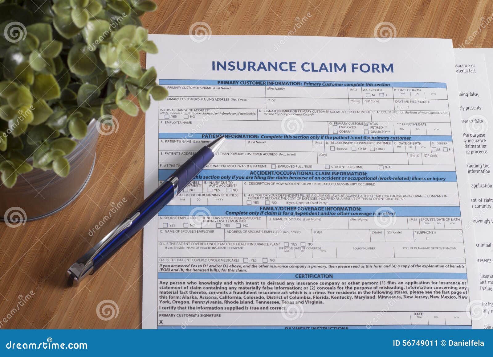 Work Injury claim form stock image. Image of occupation - 56749011