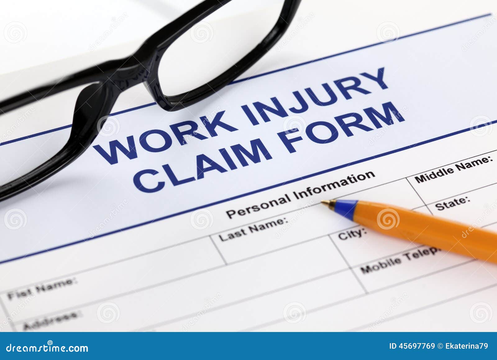 Work Injury Claim Form stock image. Image of work, application - 45697769