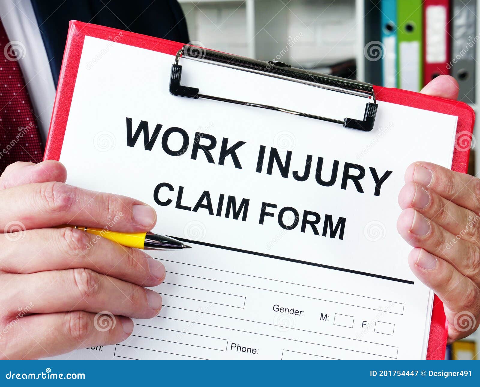 Work Injury Claim Form is in Man Hands. Stock Image - Image of care ...