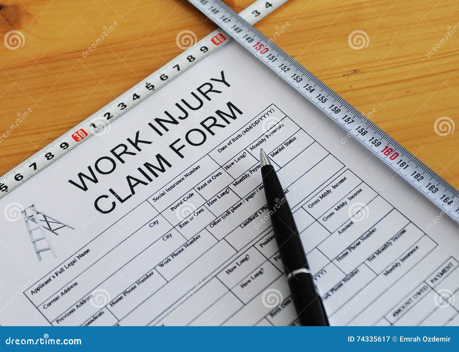 Work injury claim form stock image. Image of resources - 74335617