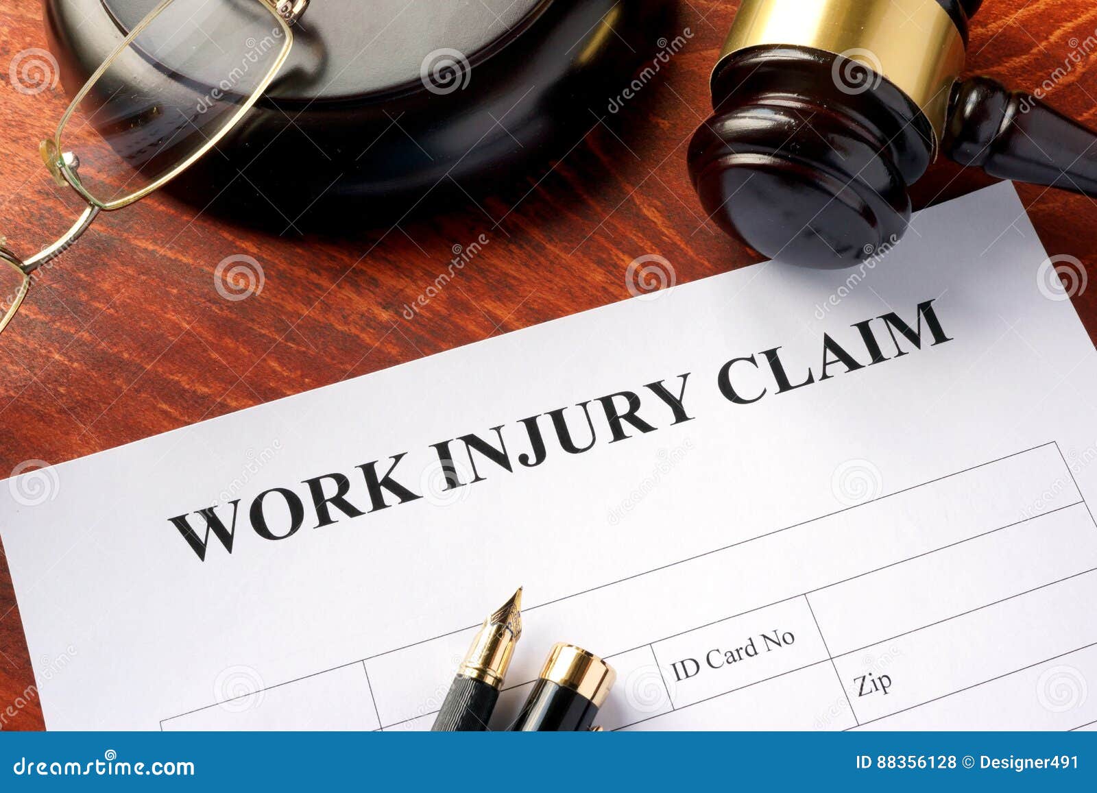 Work injury claim form. stock photo. Image of worker - 88356128