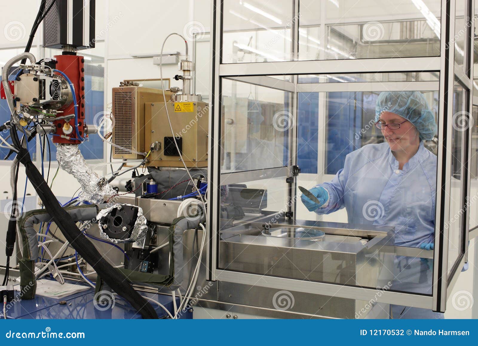 Inside The Cleanroom Of Semiconductor Manufacturing.Hallway With Raised ...