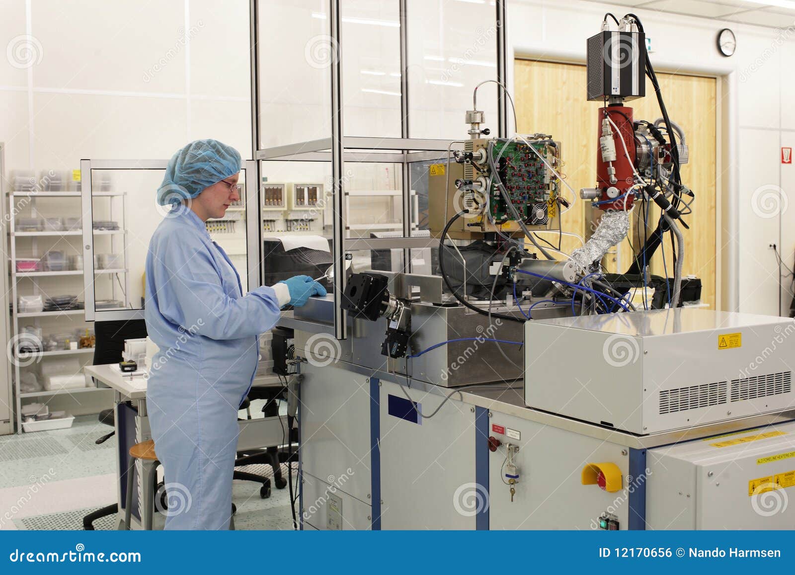 At Work Inside a High Tech Cleanroom Stock Photo - Image of etching ...