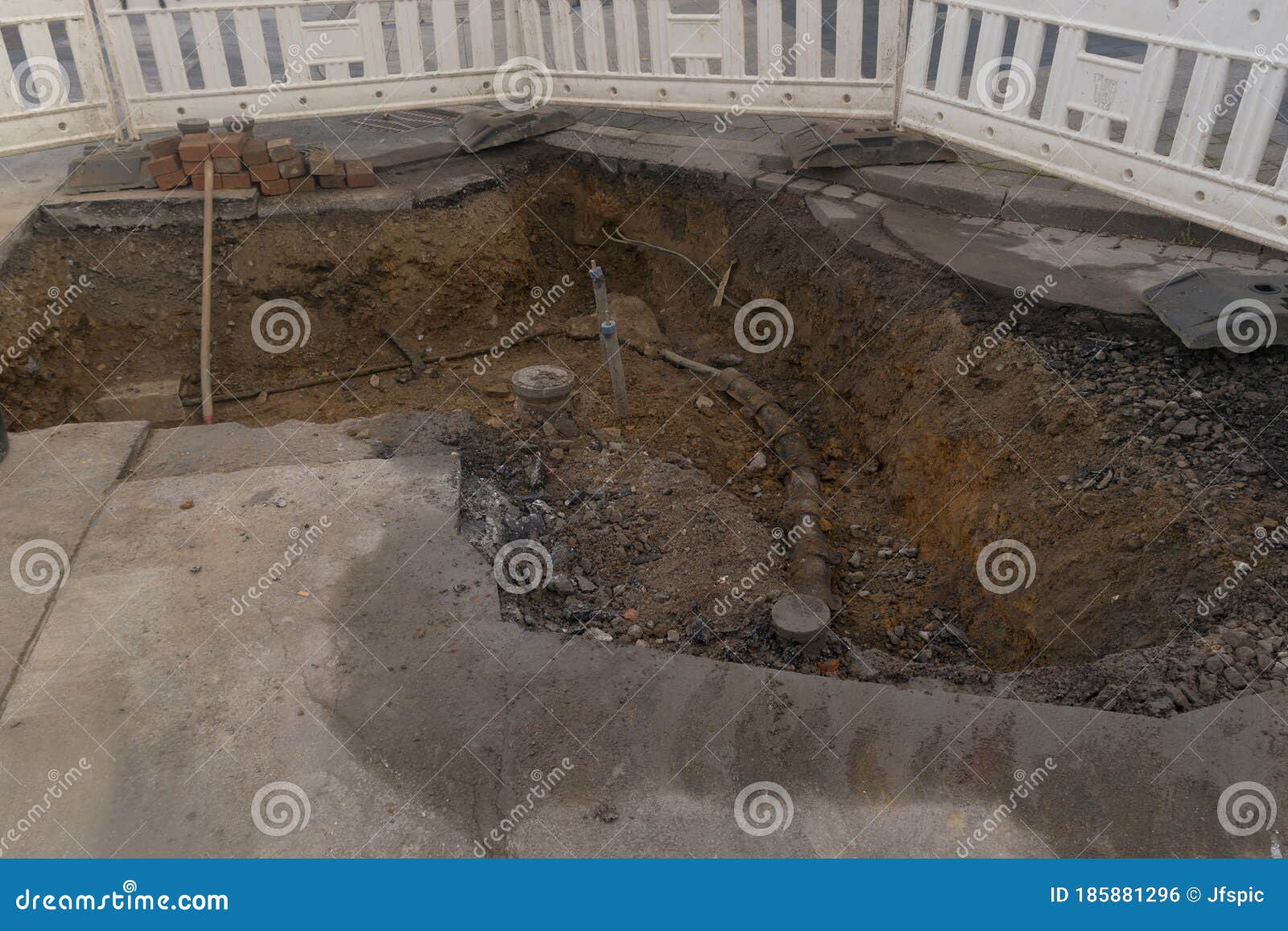 Two Plastic Pipes in a Sand Ditch Stock Photo - Image of soon, repair ...