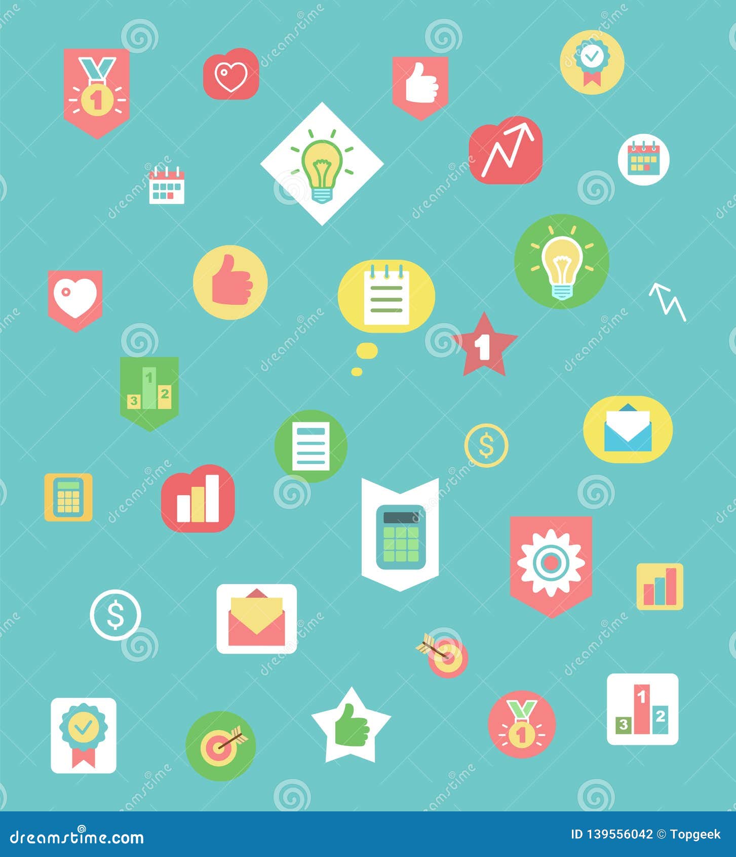 Work Items and Graphics, Business Icons Pattern Stock Vector ...