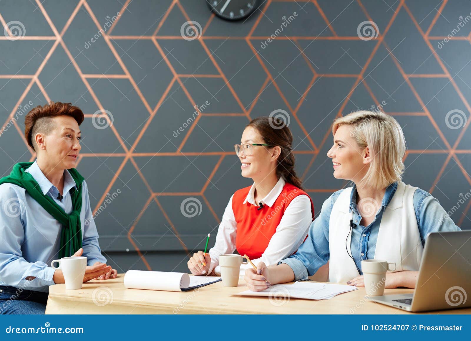 Work of journalists stock image. Image of happy, interview - 102524707