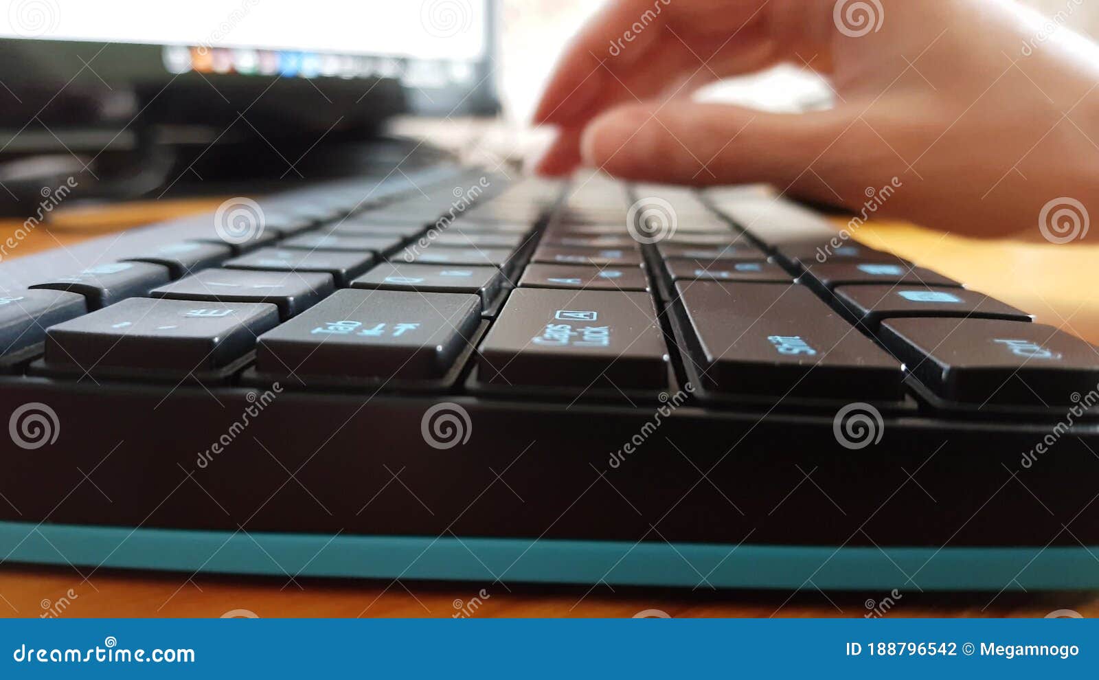 Work with Keyboard, Mouse and Screen. Female Fingers Type on a Black ...