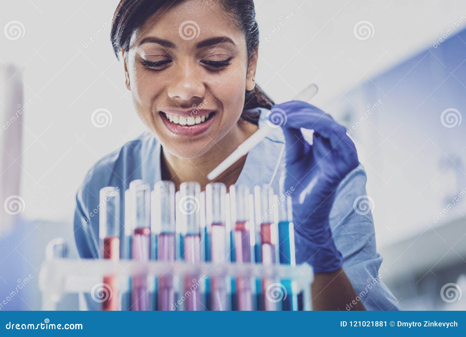 Charming Young Chemist Working in Laboratory Stock Image - Image of ...