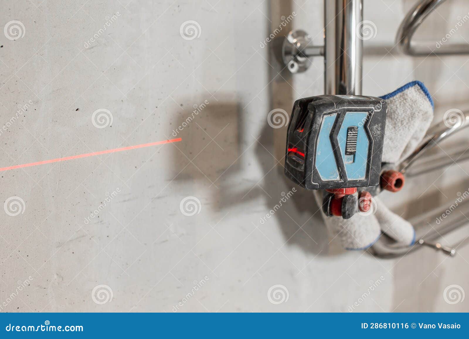 The Work of the Laser Electronic Level on the Construction Site Stock ...