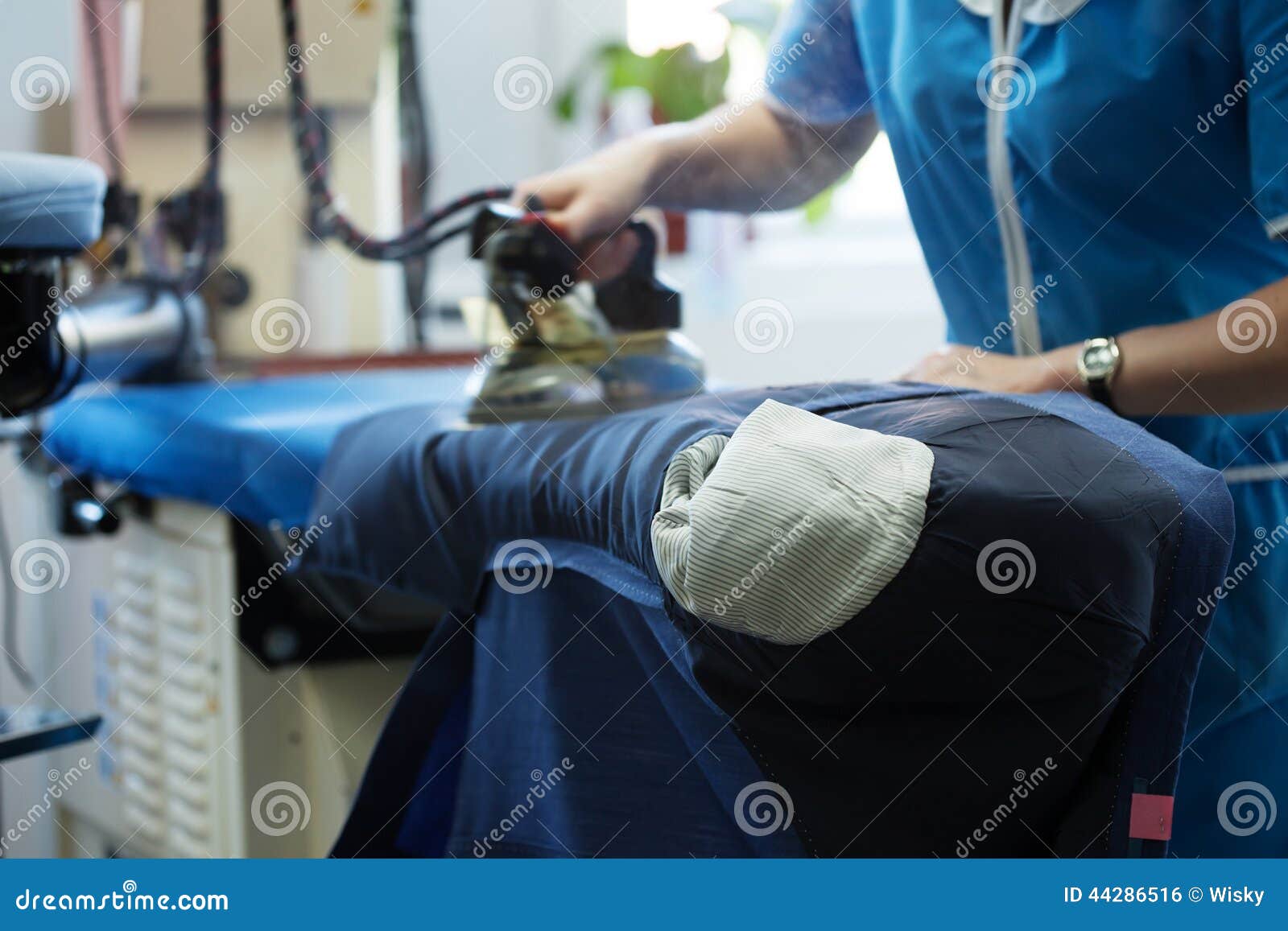Work in Laundry Room - Woman Ironing New Jacket Stock Photo - Image of ...