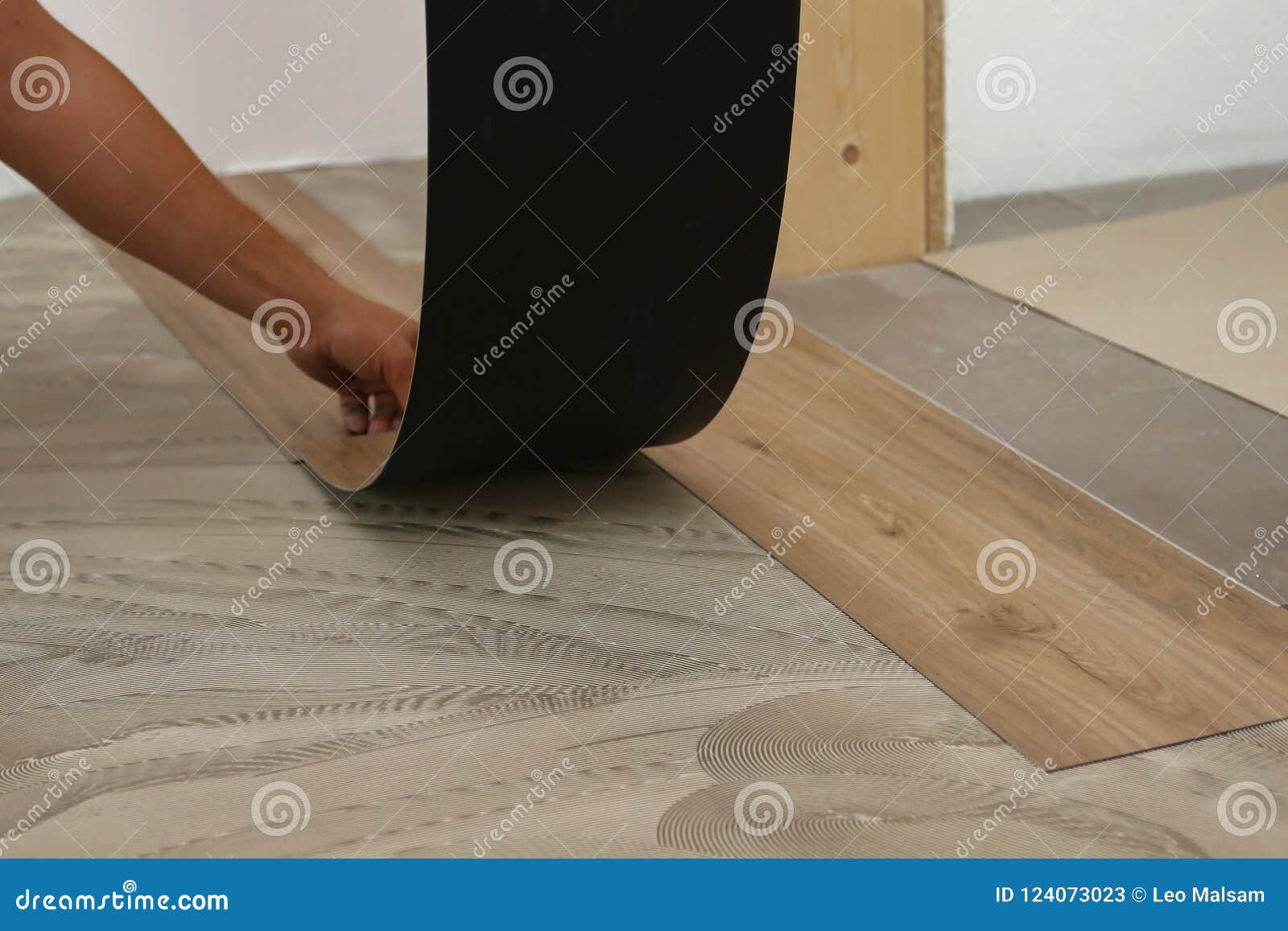 Work on laying flooring stock image. Image of laying - 124073023