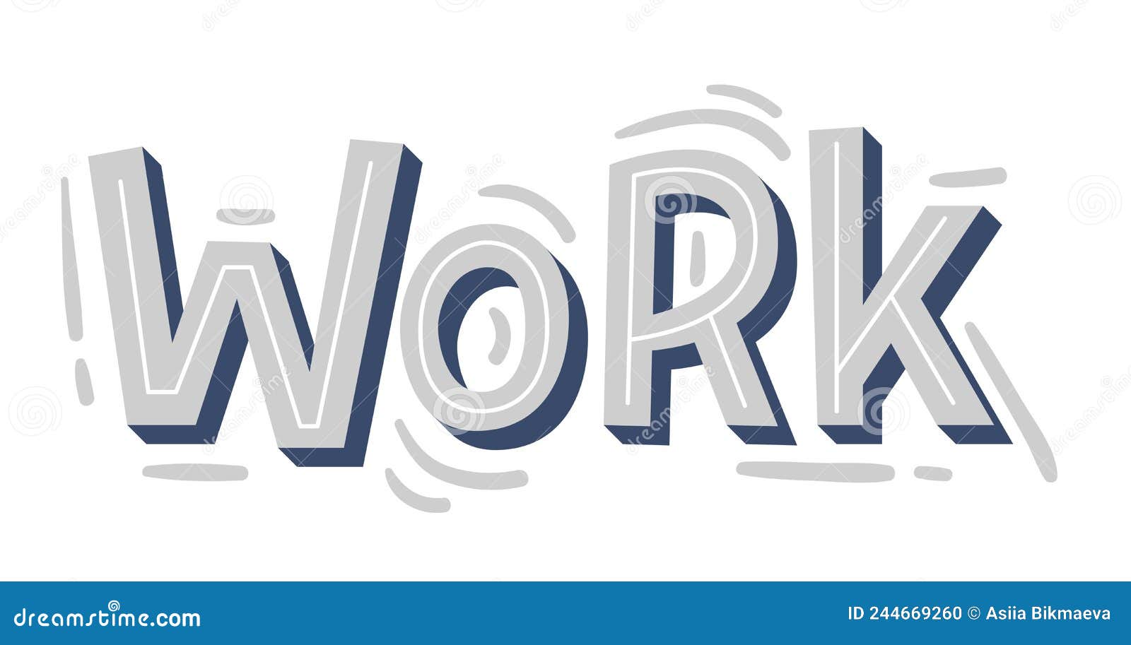 `Work` Lettering. Modern Hand-written Text. Sticker for Planner. Bright ...