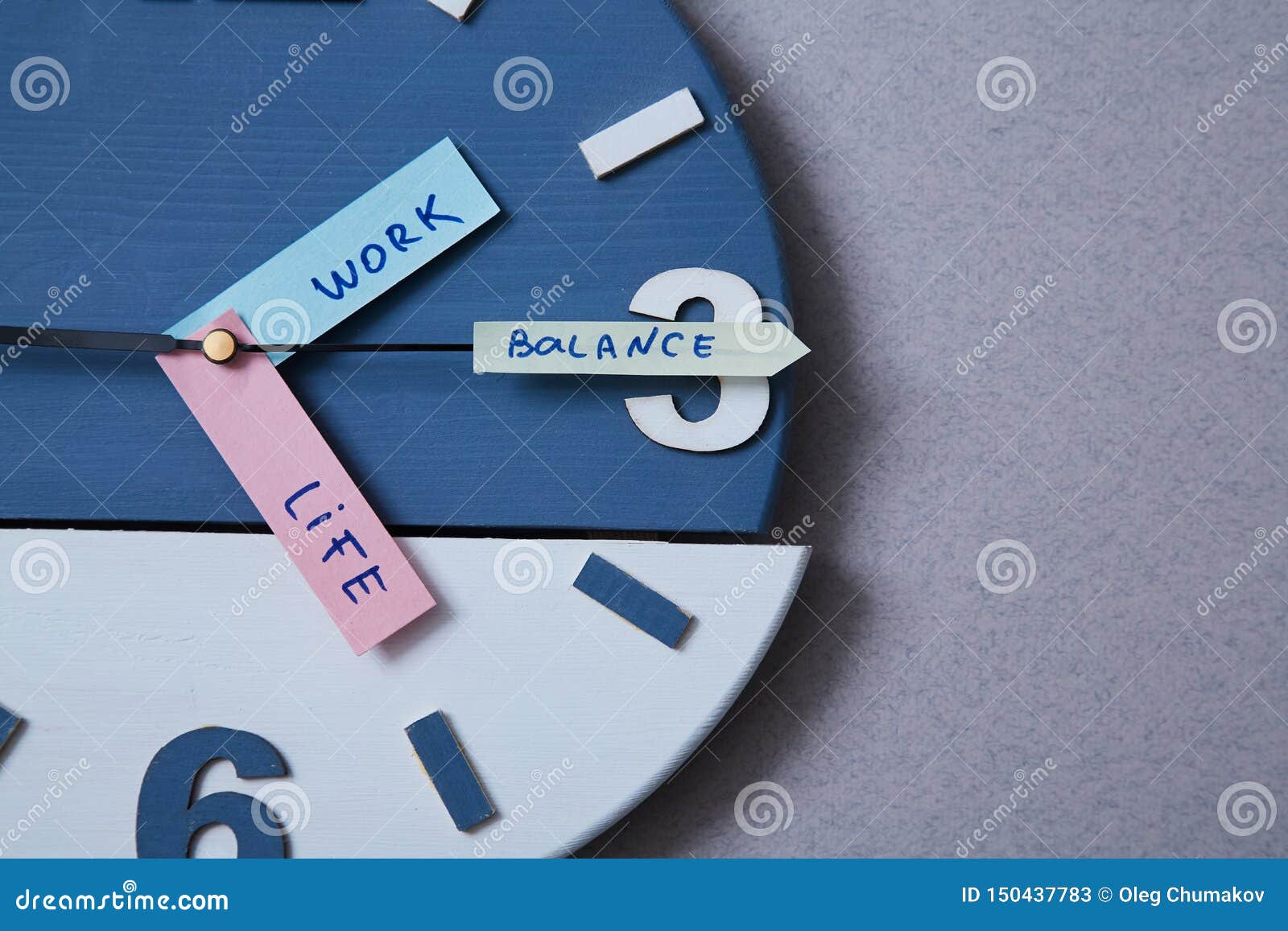 Work Life Balance Choice Concept. Clock Closeup and Arrows Telling ...