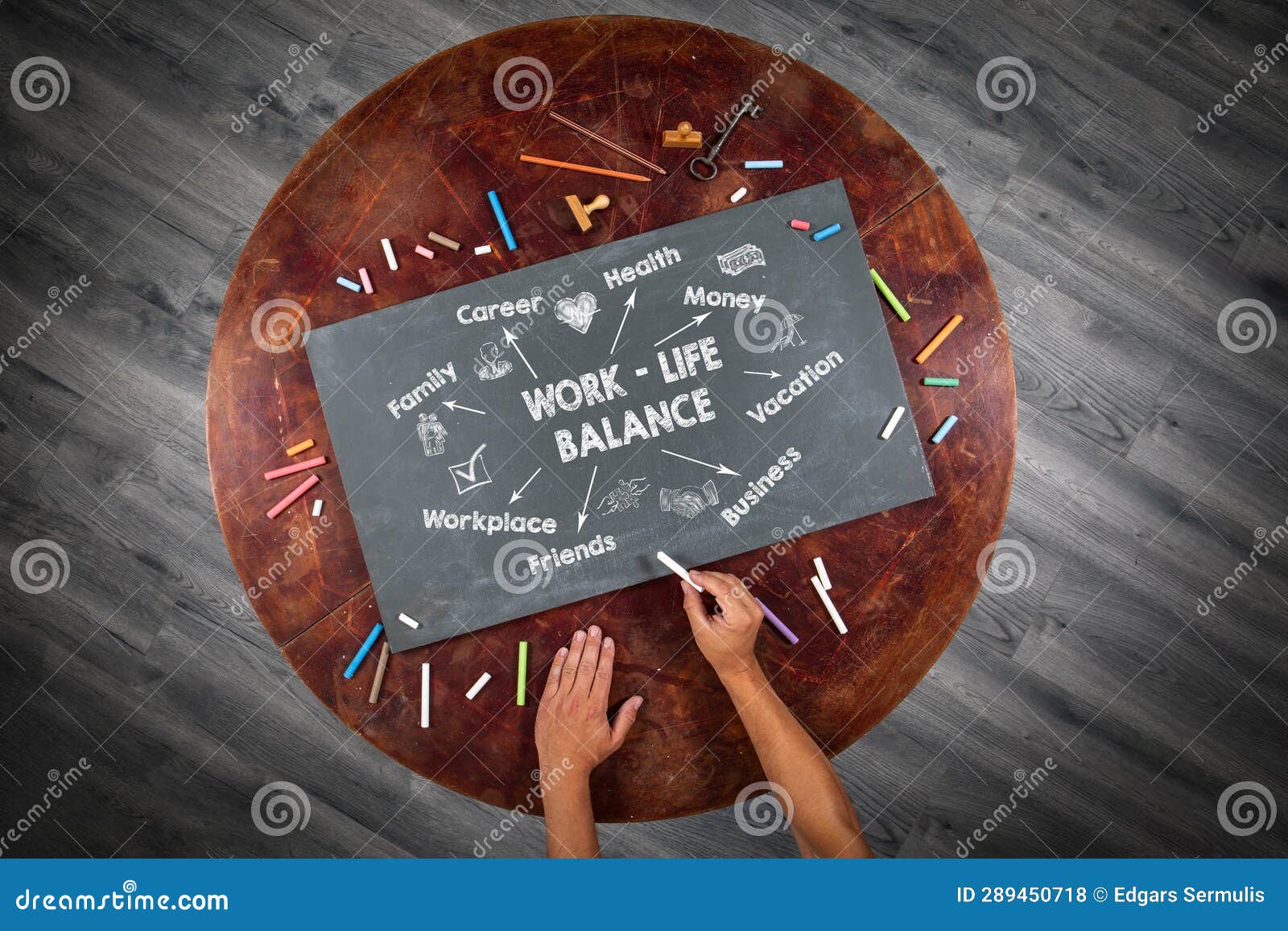 Work Life Balance Concept. Chart with Keywords and Icons Stock Photo ...