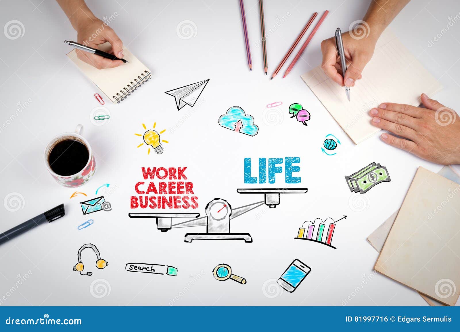 Work Life Balance Concept. the Meeting at the White Office Table Stock ...