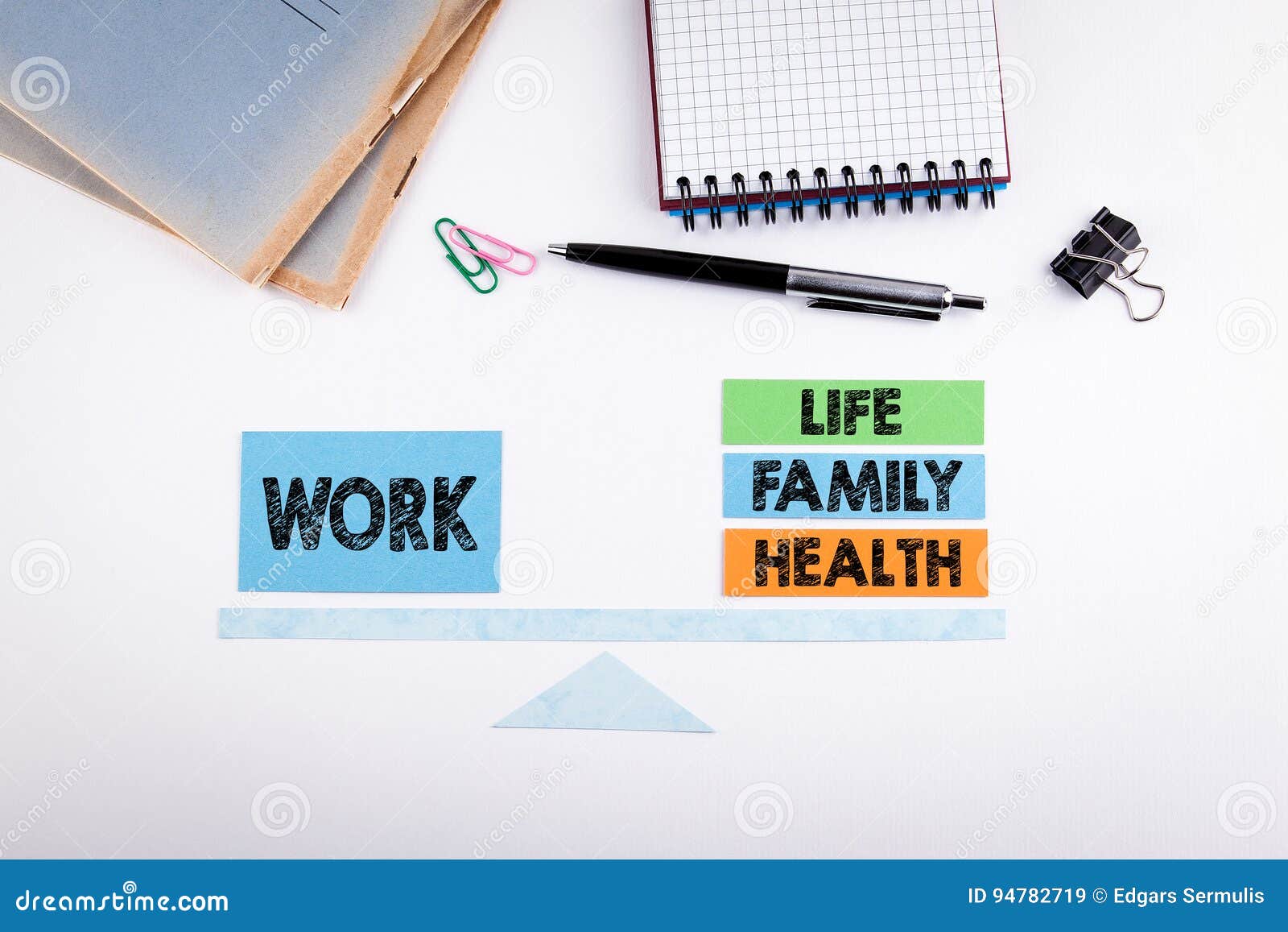 Work Life Balance Concept. Paper Scale on a White Table Stock Image ...