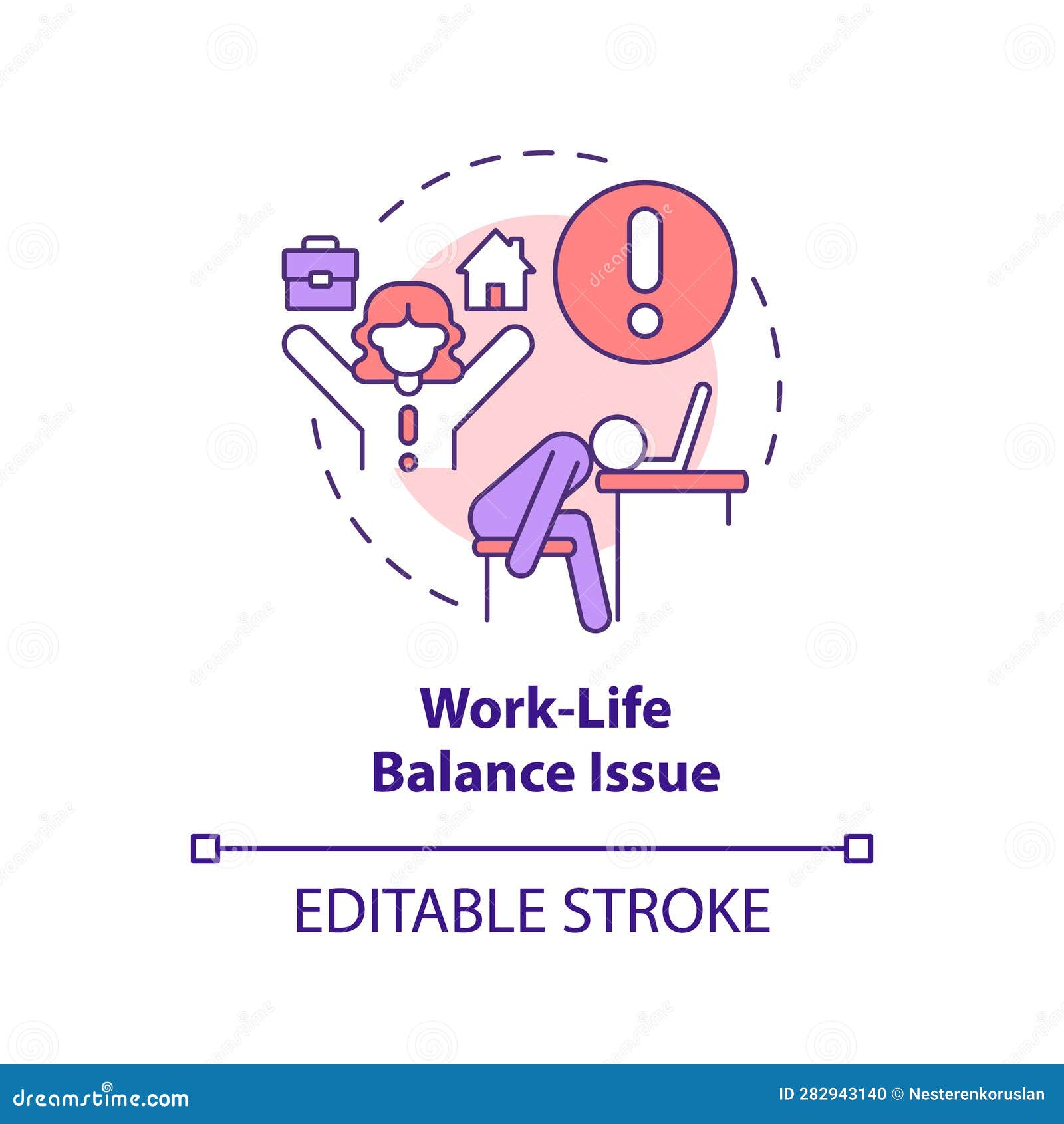 Work Life Balance Issue Concept Icon Stock Vector - Illustration of ...