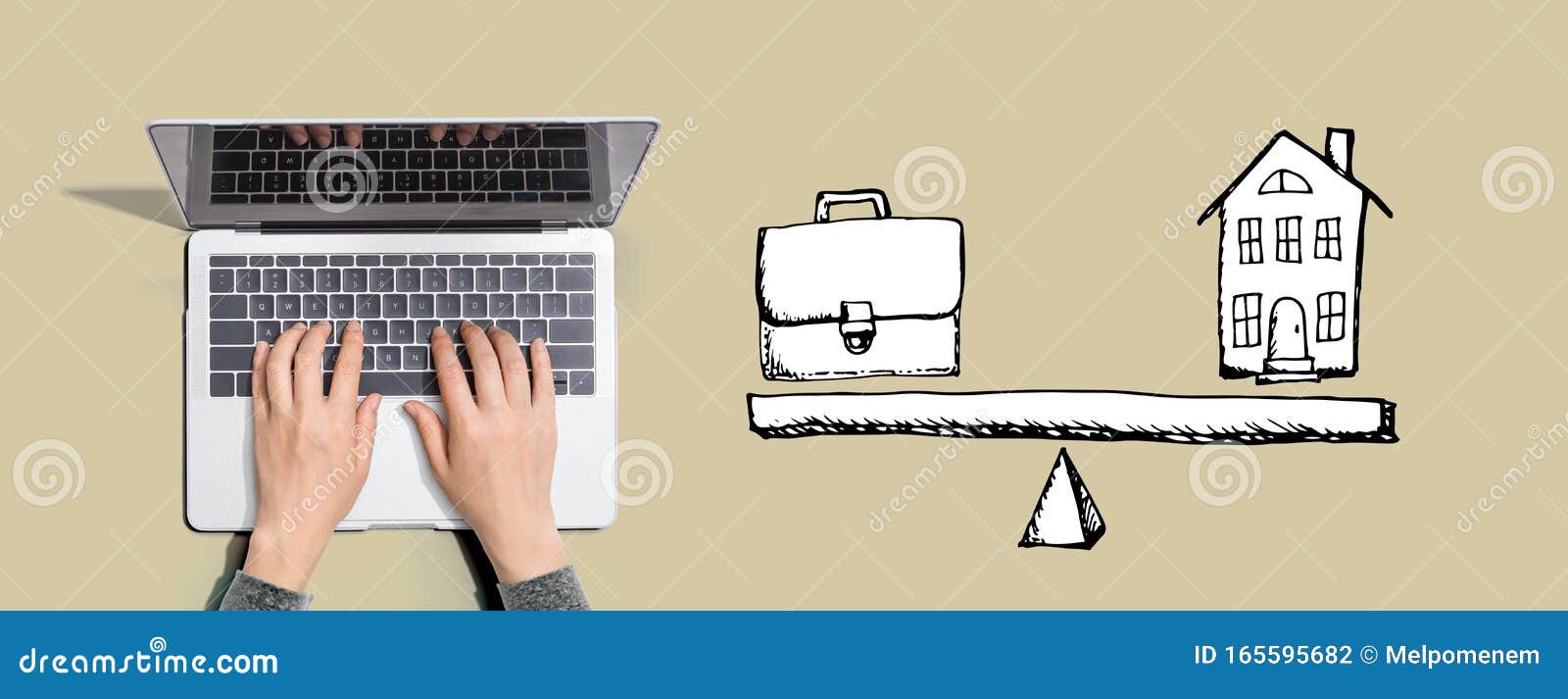 Work and Life Balance with Person Using Laptop Computer Stock Photo ...