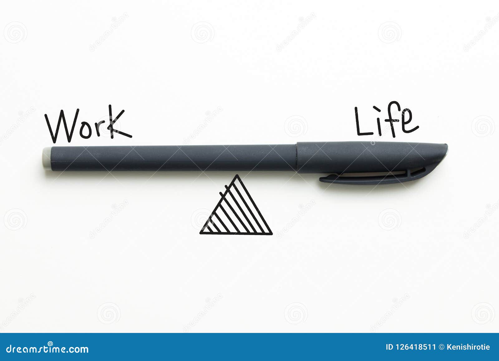 Work-life Balance Concept. Human Stick Figure Balancing A Red Seesaw ...