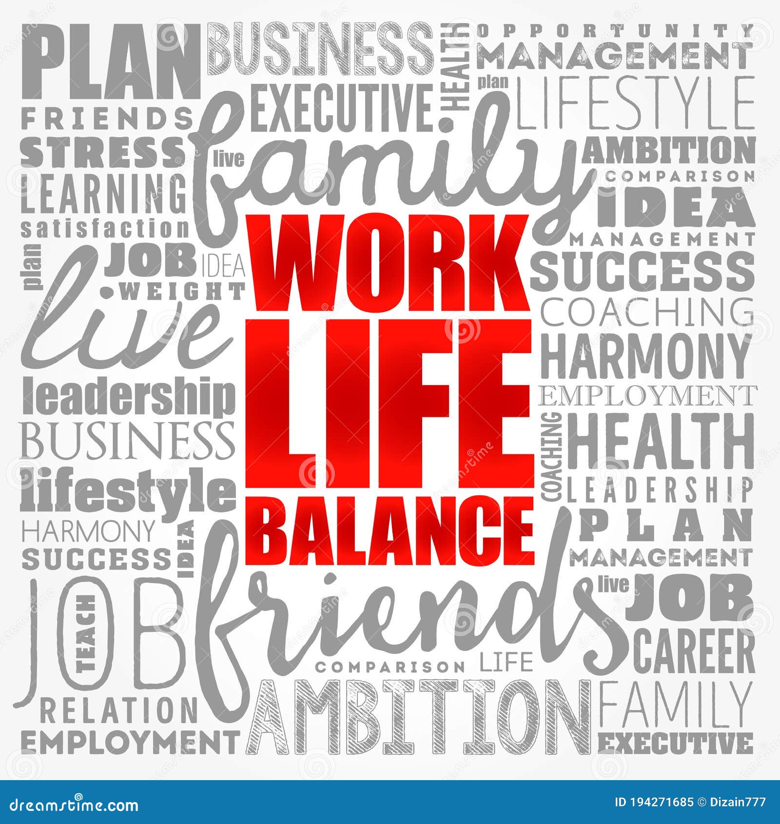 Work Life Balance Word Cloud Collage , Concept Background Stock ...