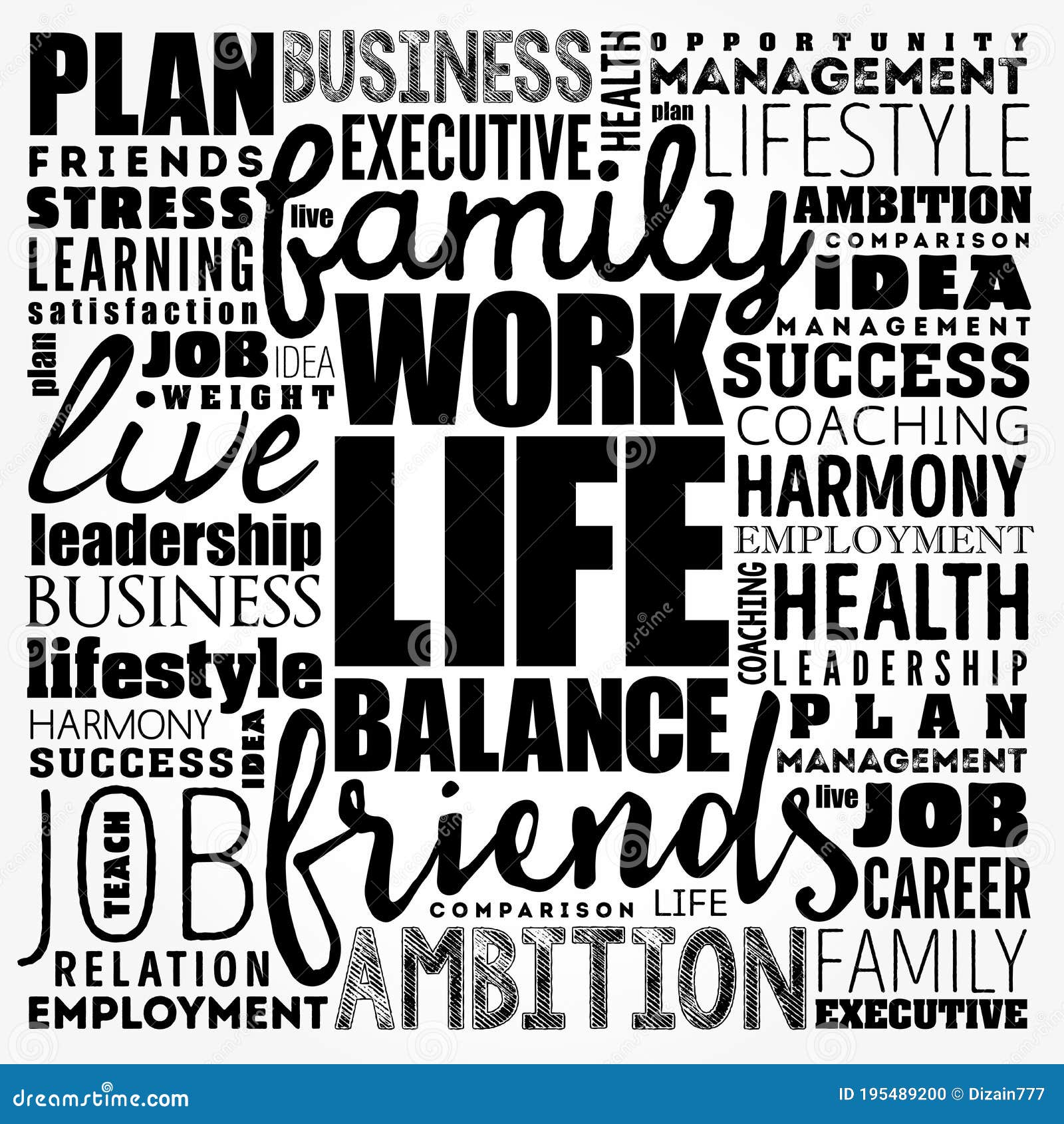 Work Life Balance Word Cloud Collage , Concept Background Stock ...