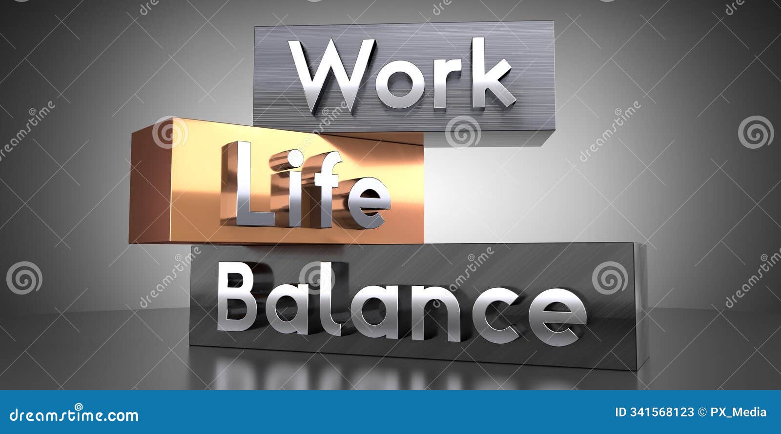 Work, Life, Balance - Words on Metal Blocks Stock Illustration ...