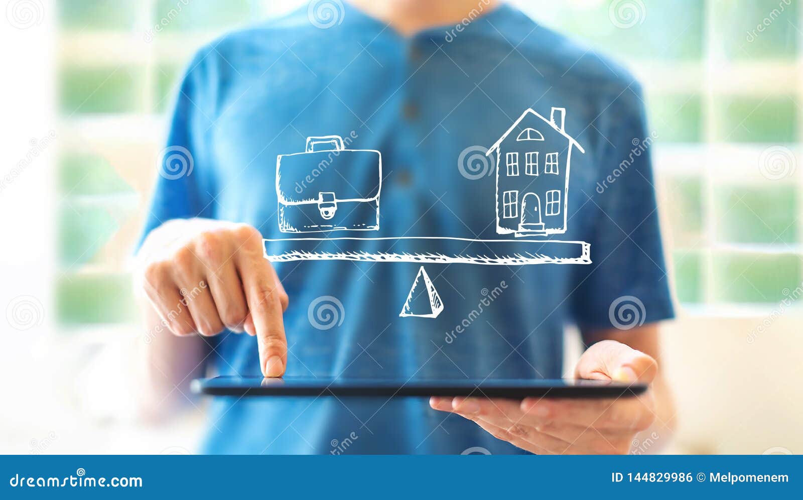 Work and Life Balance with Man Using a Tablet Stock Photo - Image of ...