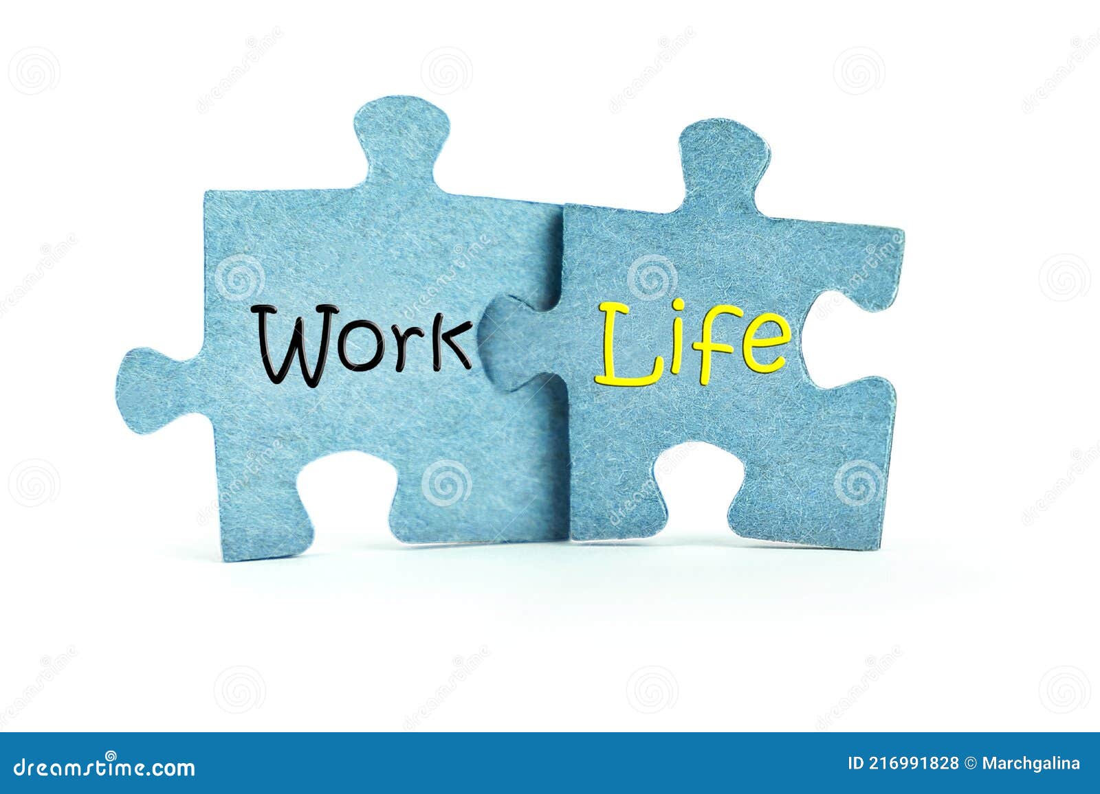 Work and Life. Two Blue Puzzles on White Background Stock Photo - Image ...