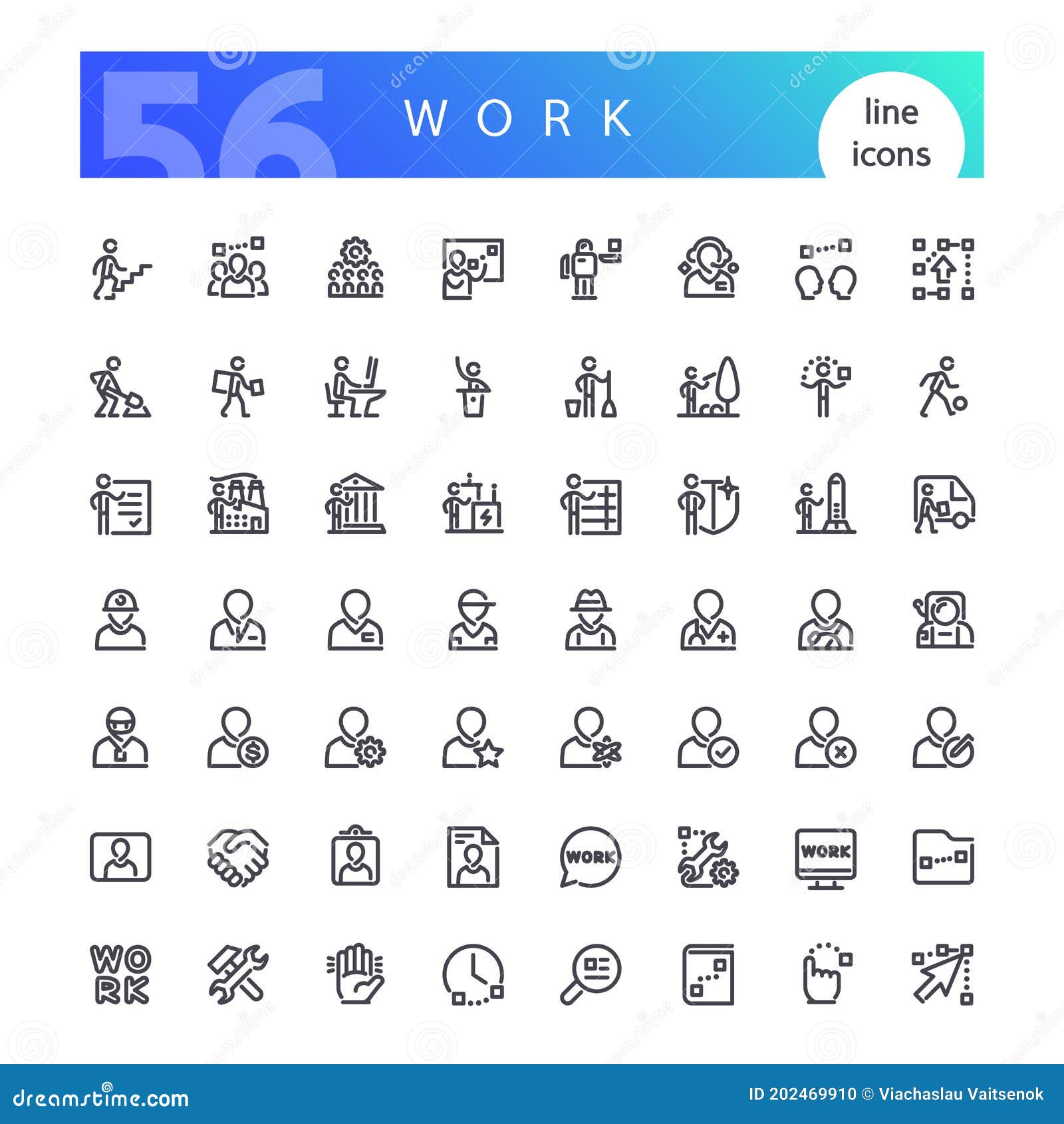 Work Line Icons Set stock vector. Illustration of industrial - 202469910