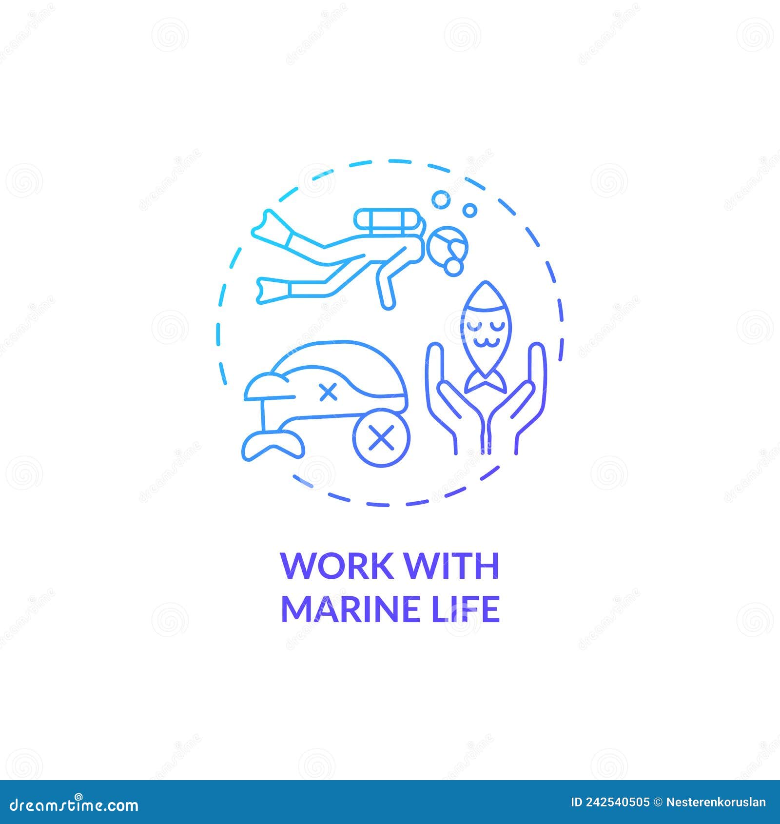Work with Marine Life Blue Gradient Concept Icon Stock Vector ...