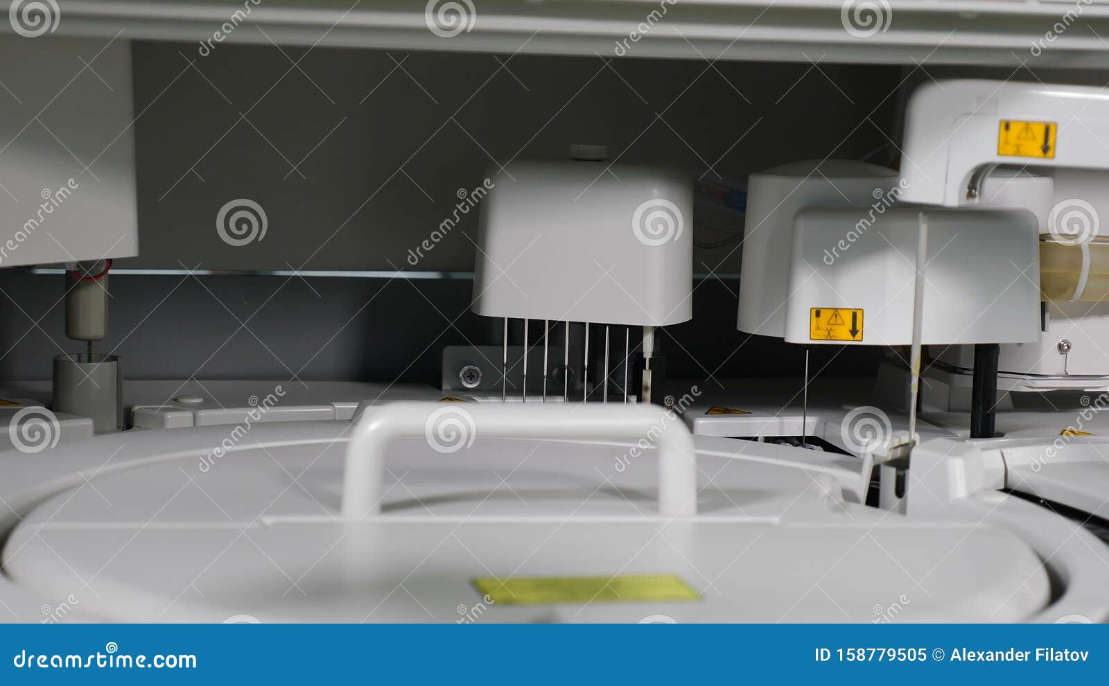 Work in Medical Laboratory. Close-up of Automated Process of Biological ...