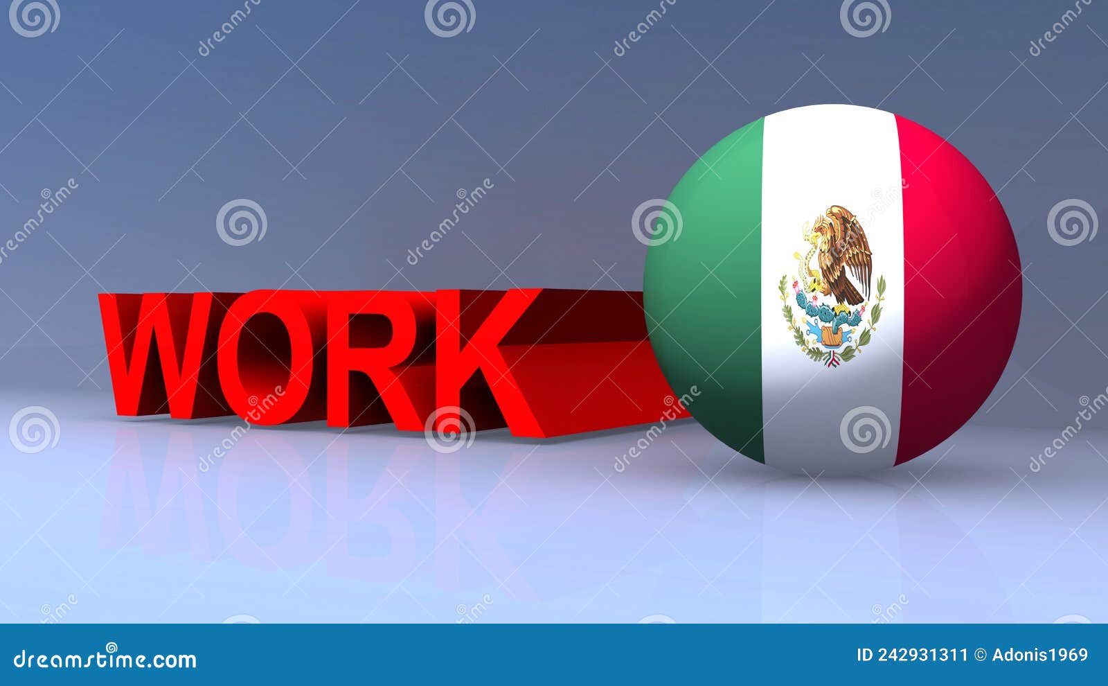 Work with Mexico Flag on Blue Stock Illustration - Illustration of ...