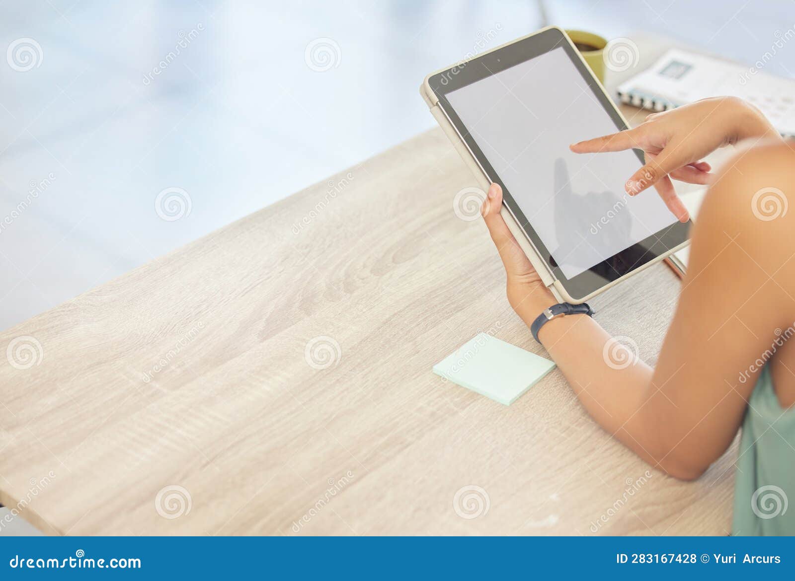 Work, Mockup Screen and Hands with a Tablet for Communication, Email ...