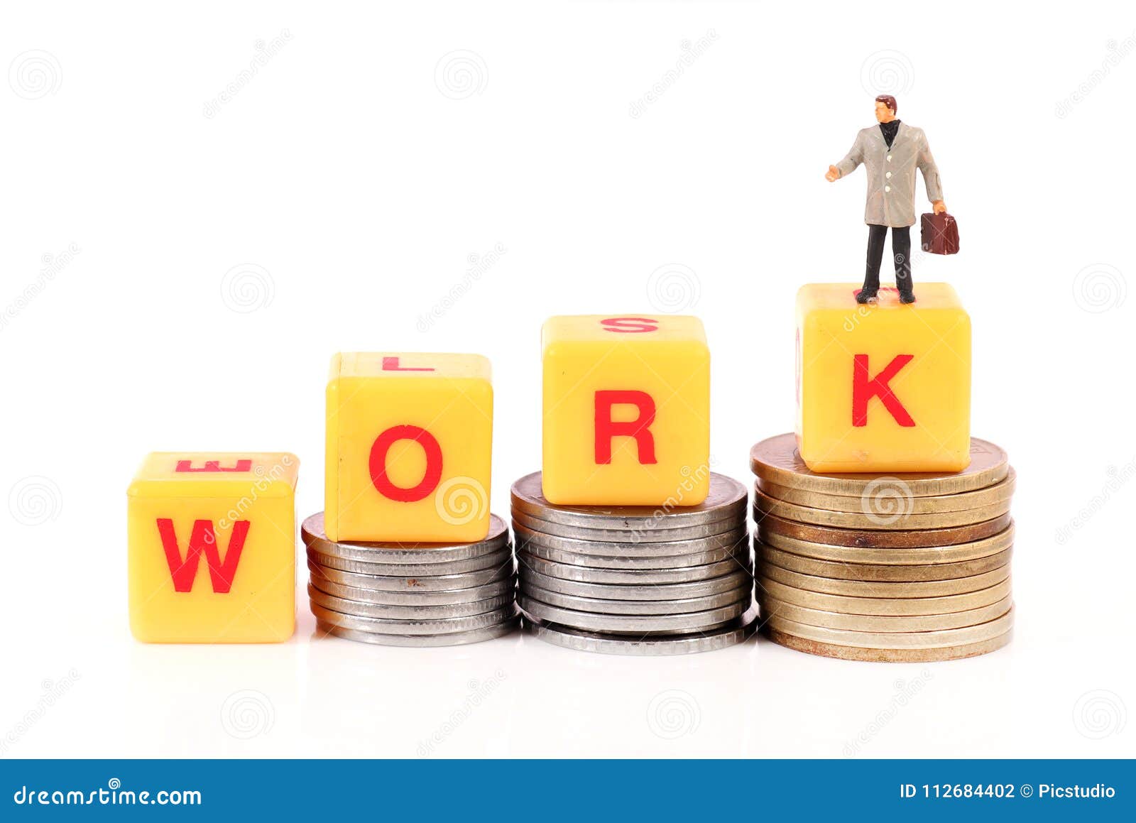 Work and money stock photo. Image of background, figurine - 112684402