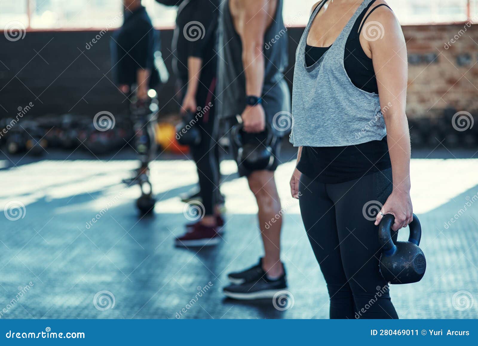 Work those Muscles. a Group Unrecognizable People Standing in a Row ...