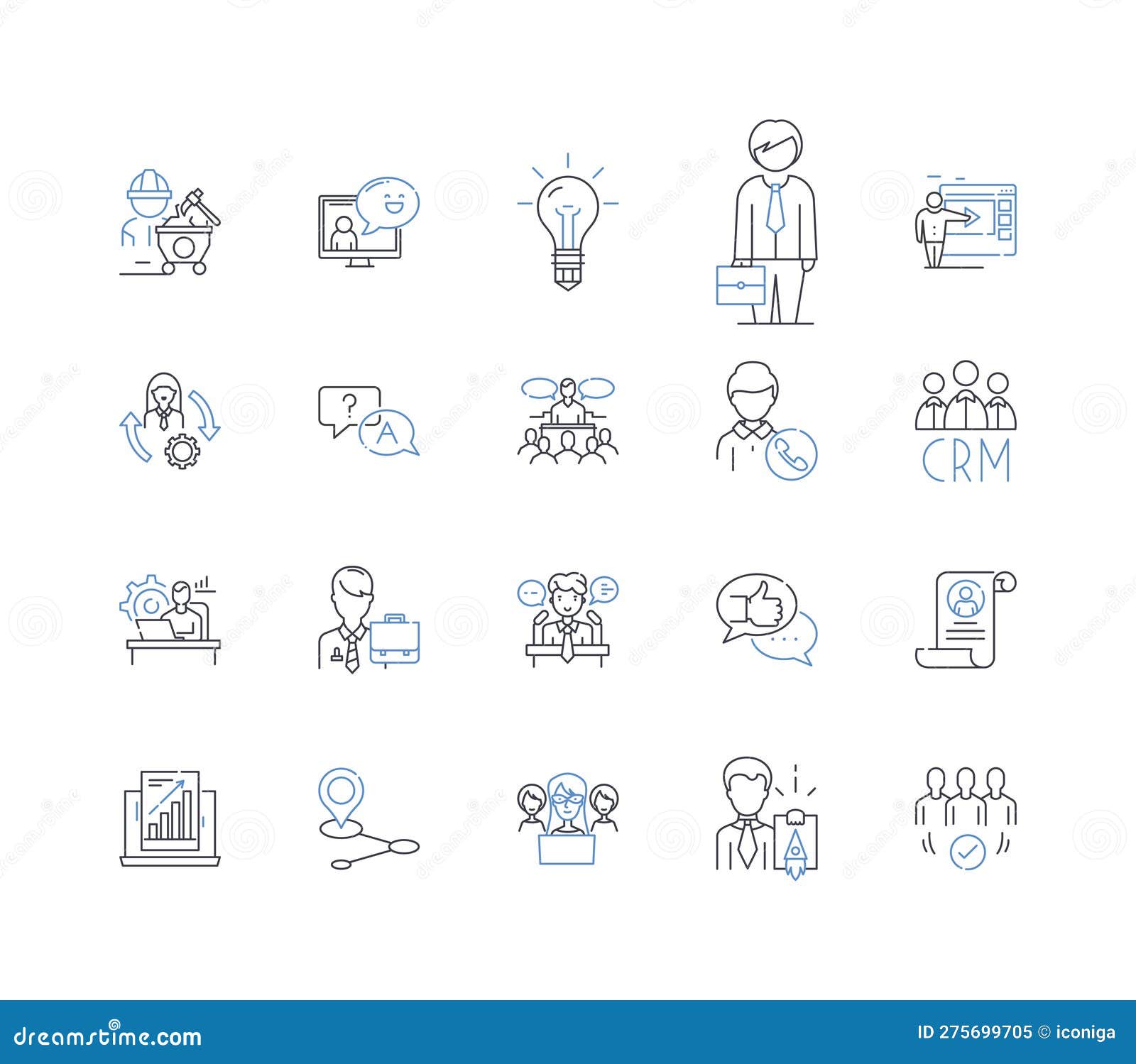 Work Obligations Line Icons Collection. Responsibility, Deadlines ...