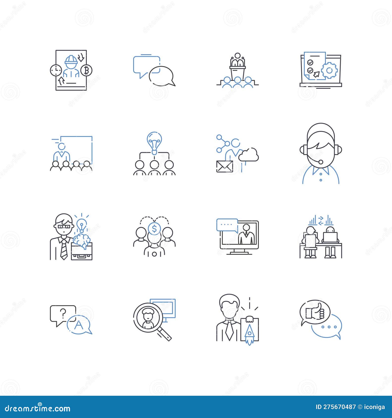 Work Odyssey Line Icons Collection. Challenges, Growth, Progression ...