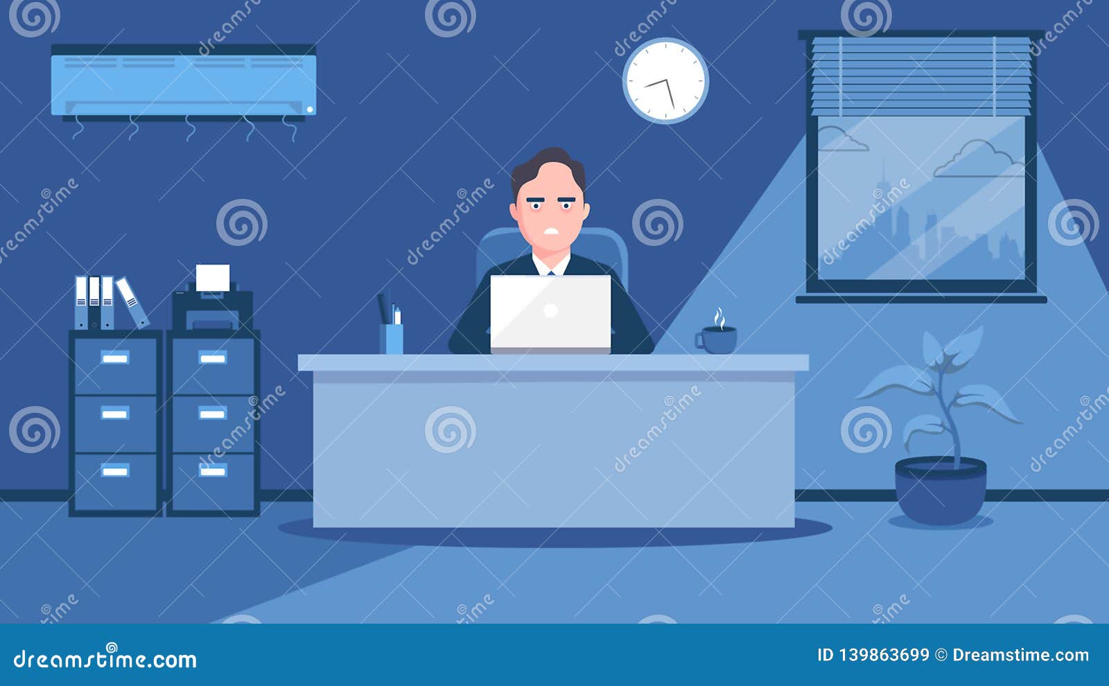 Work in the Office. Art Illustration Stock Vector - Illustration of ...