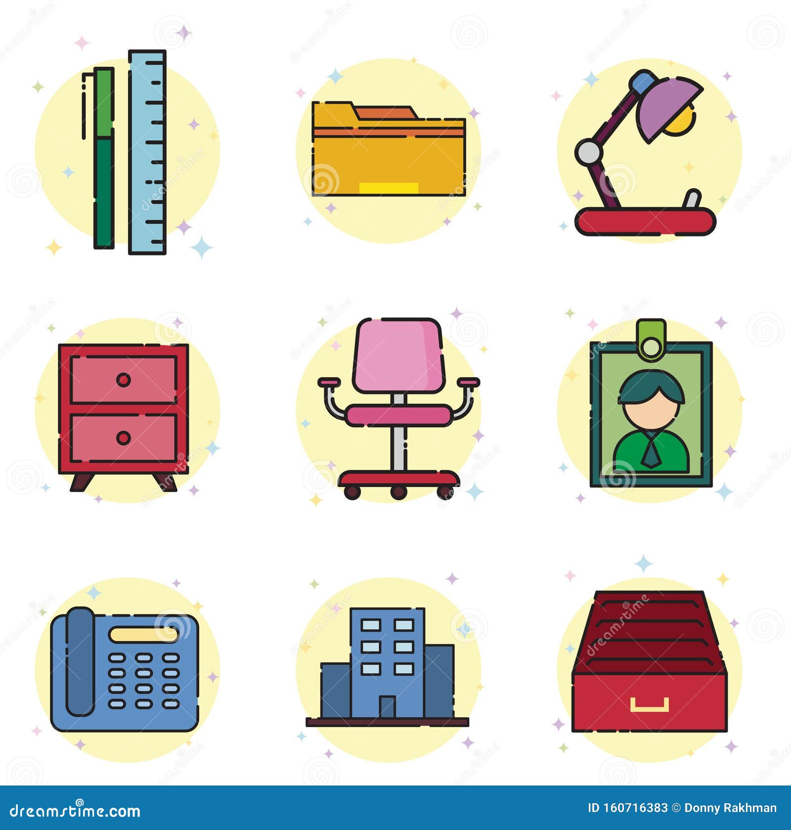 Work Office Aset Flat Design Illustration Stock Illustration ...