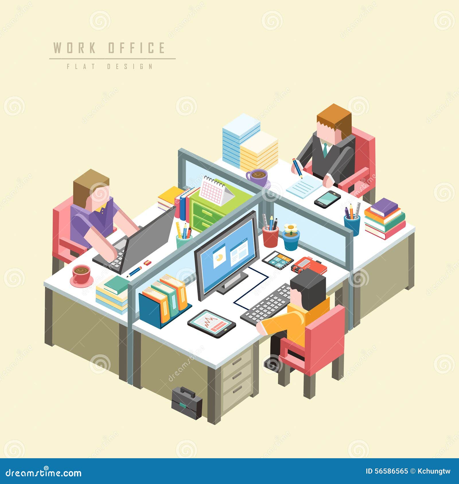 Work Office Concept 3d Isometric Infographic Stock Vector ...
