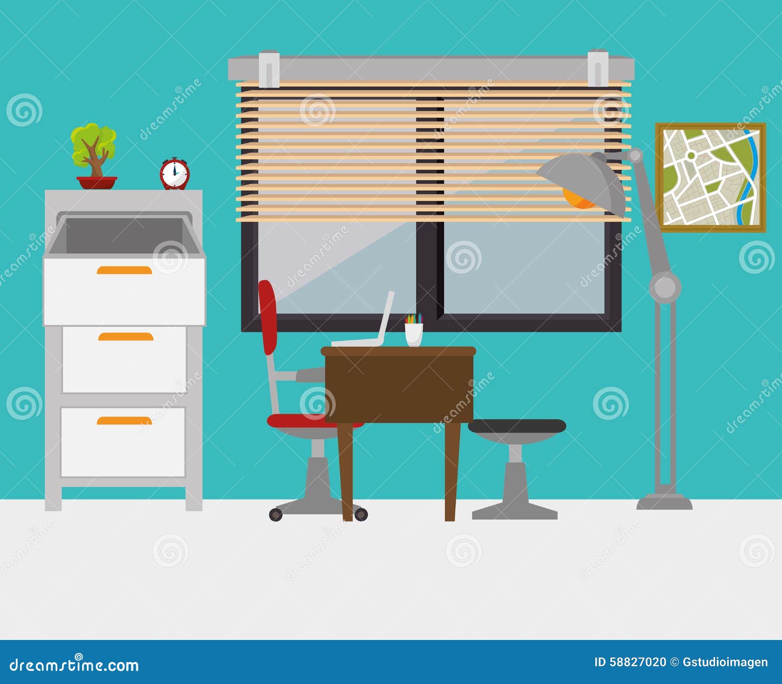 Work office design. stock vector. Illustration of room - 58827020