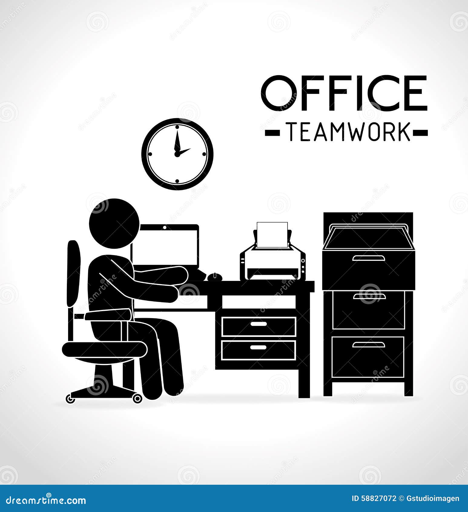 Work office design. stock vector. Illustration of furniture - 58827072