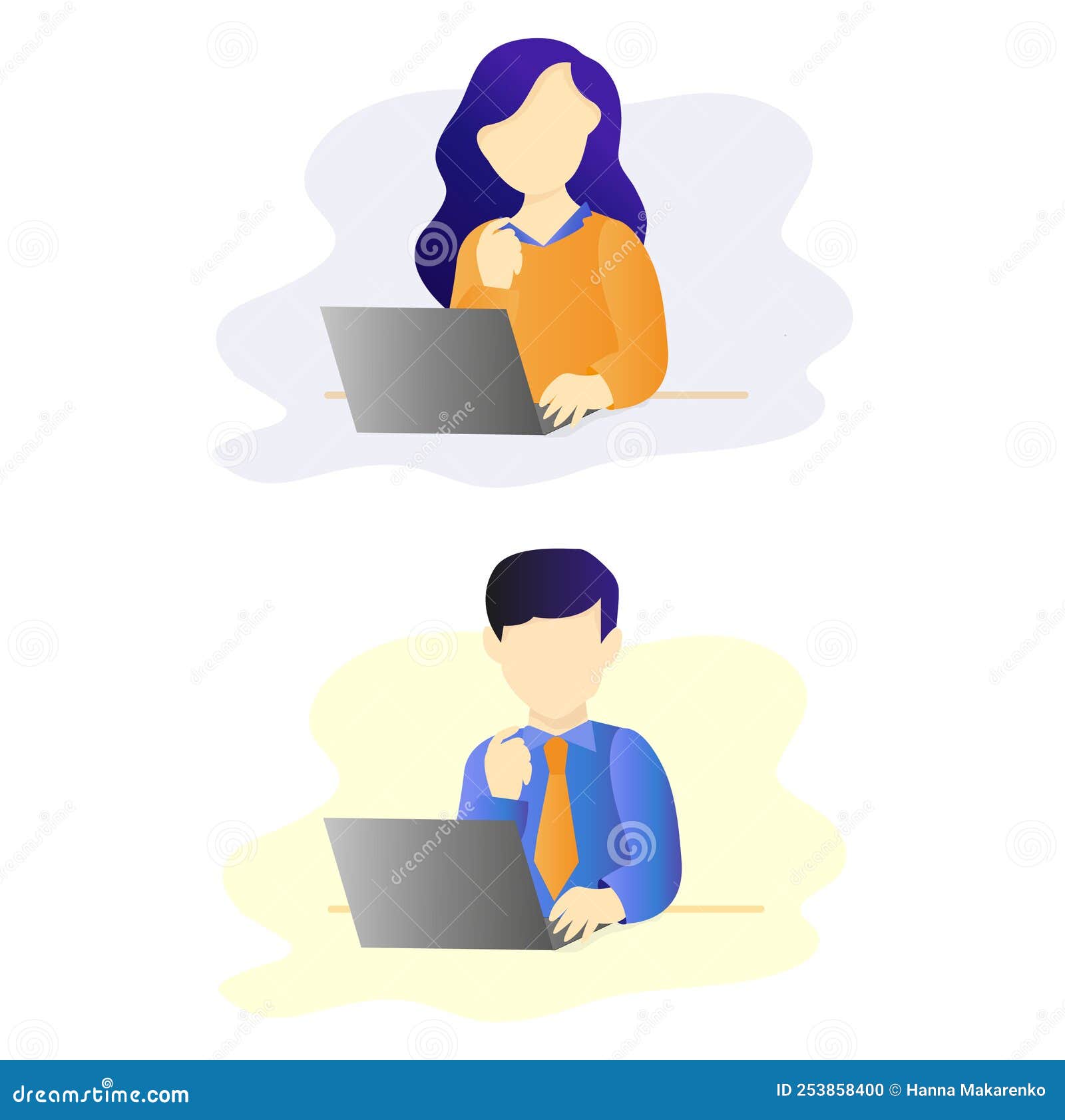 Office Workers Behind the Computer. Business and Business Style Stock ...