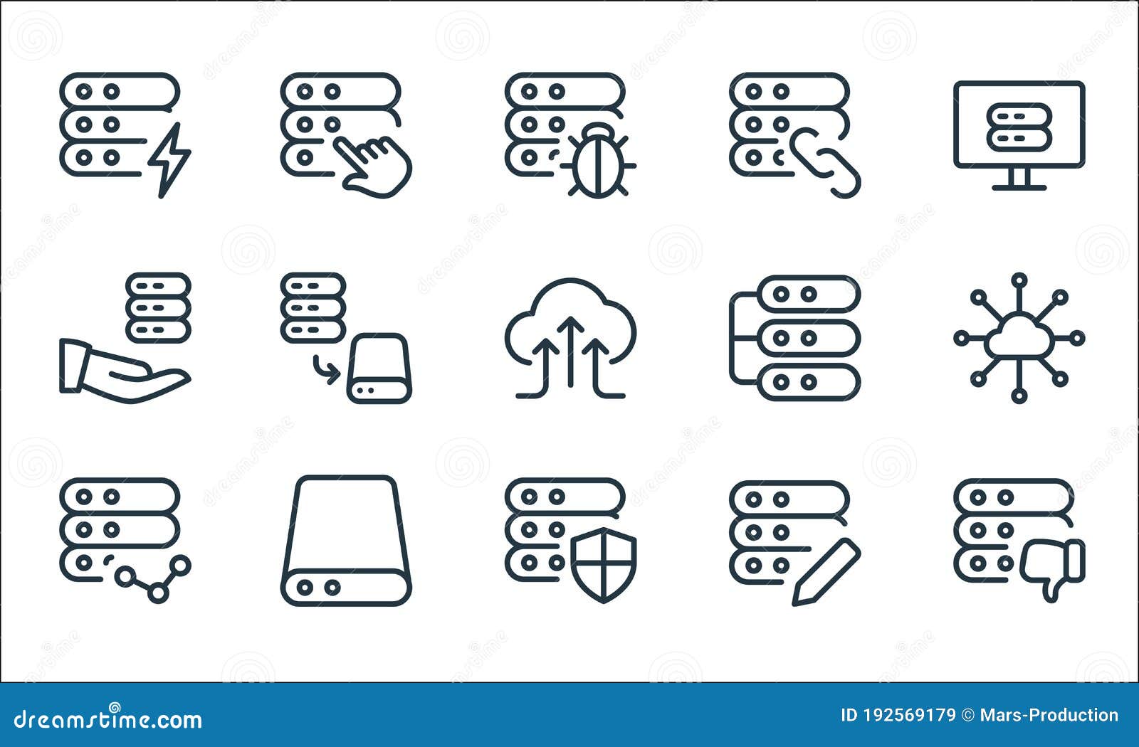 Work Office Server Line Icons. Linear Set Stock Vector - Illustration ...