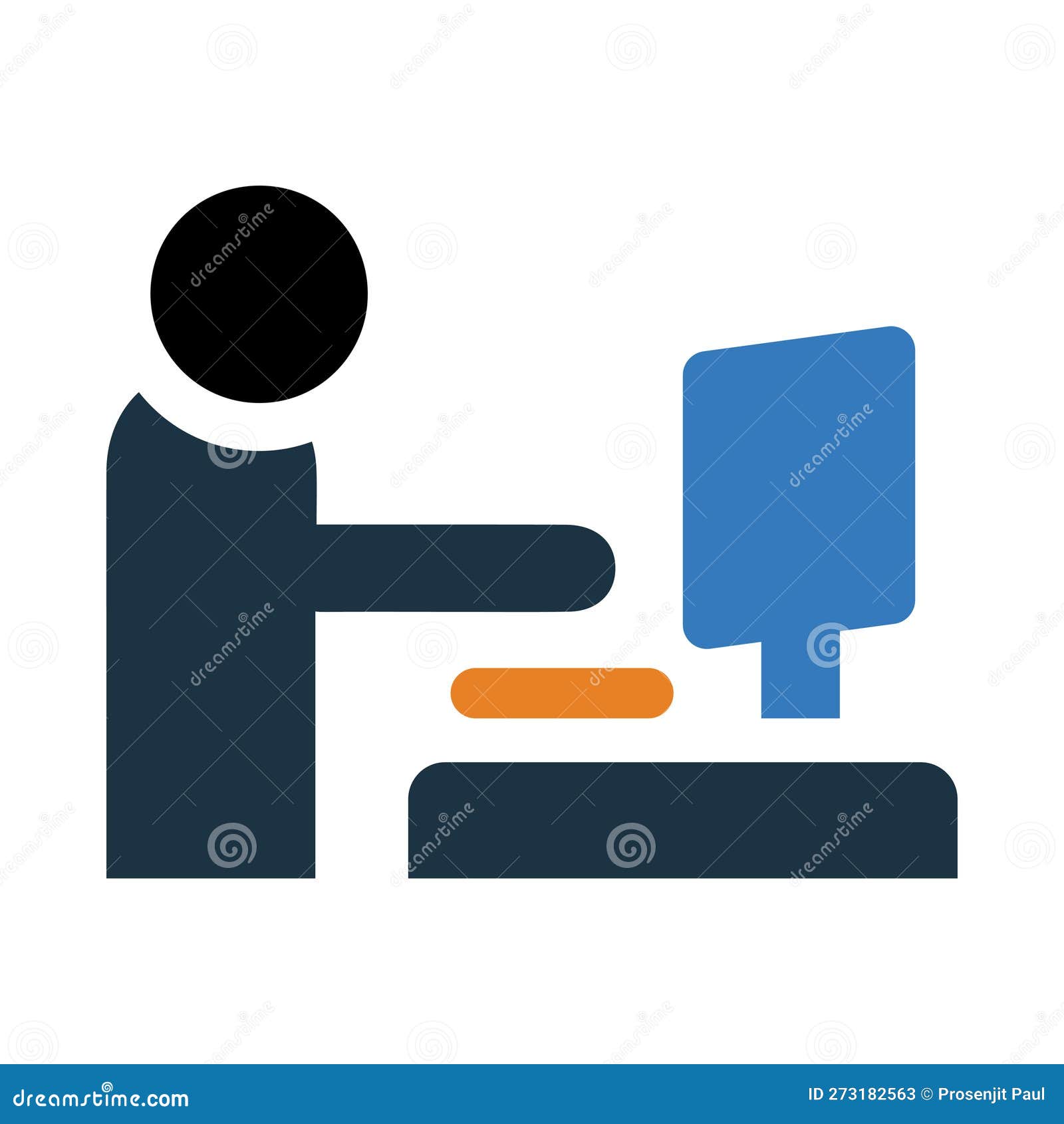 Work, Office, Table, Man, Computer, Office Work Station Icon Stock ...