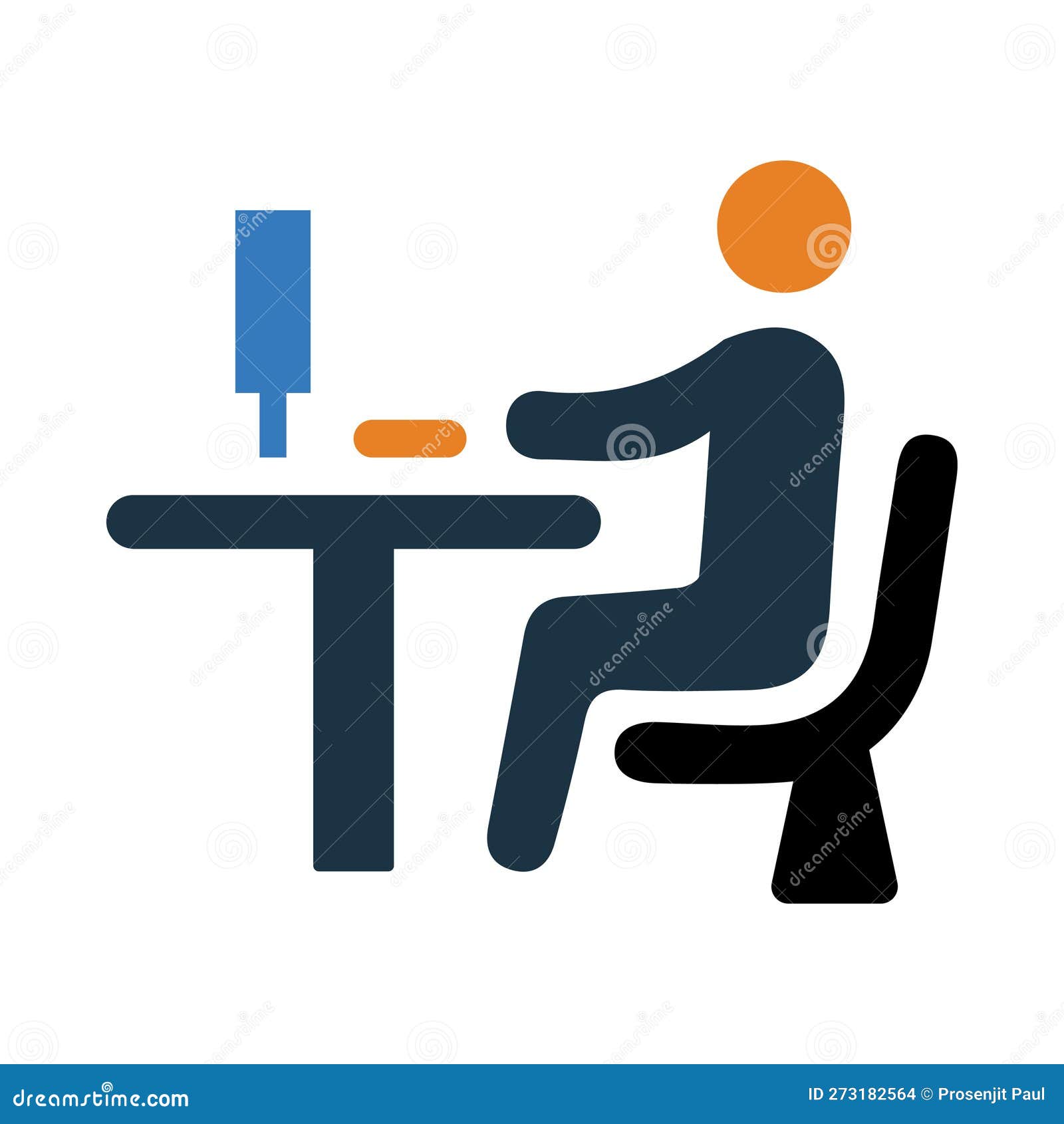 Work, Office, Table, Man, Computer, Office Work Station Icon Stock ...