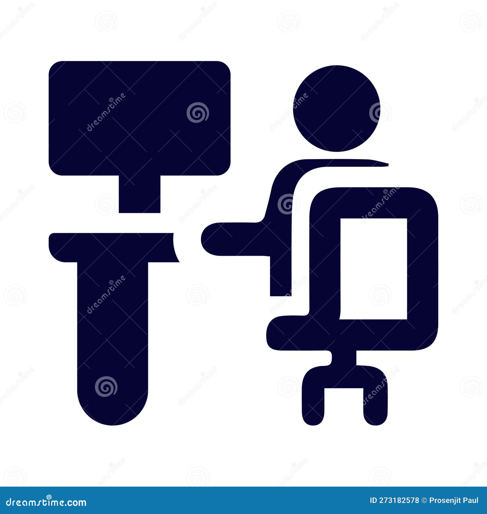 Work, Office, Table, Man, Computer, Office Work Station Icon Stock ...