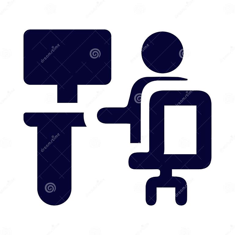 Work, Office, Table, Man, Computer, Office Work Station Icon Stock ...