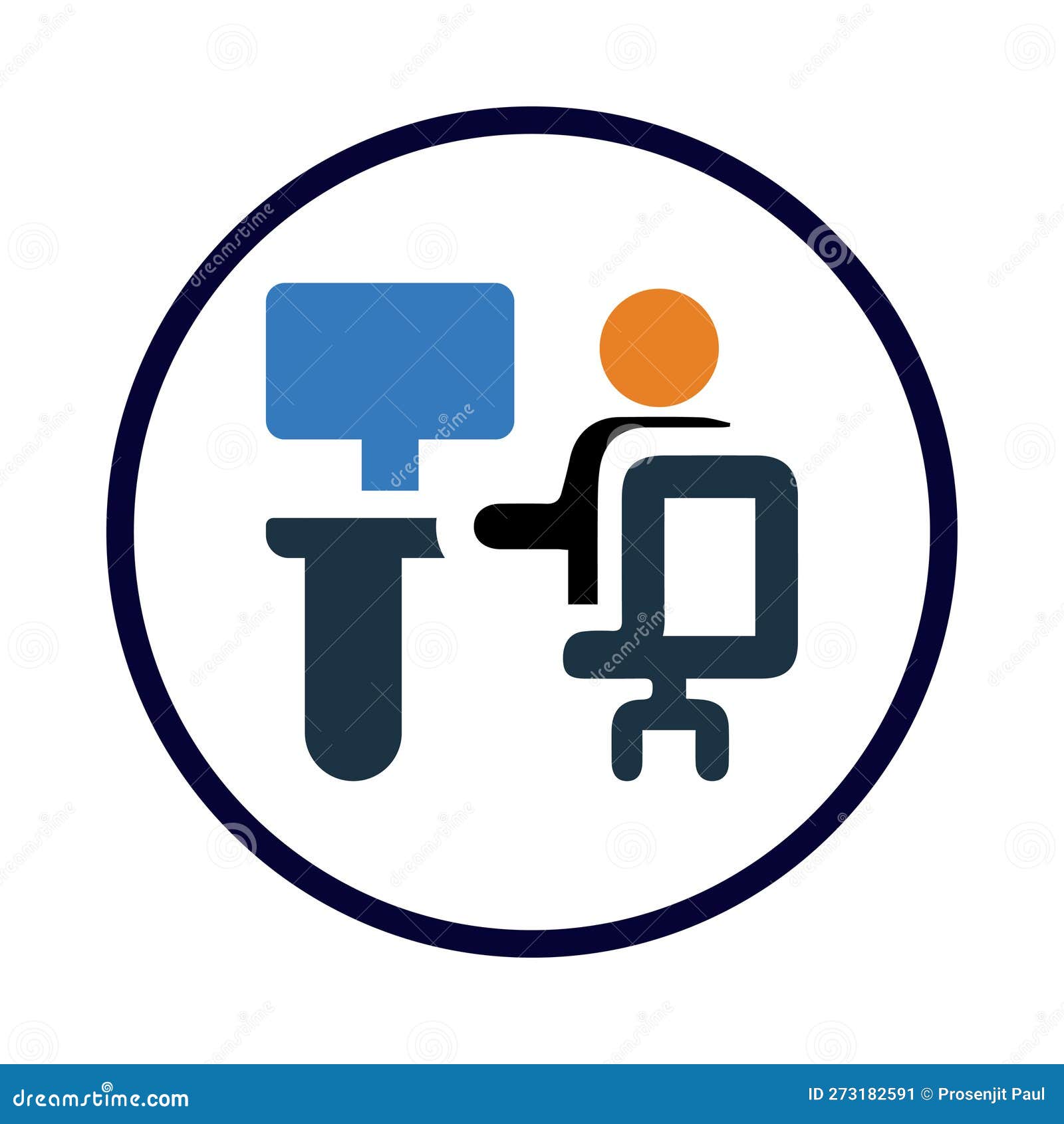 Work, Office, Table, Man, Computer, Office Work Station Icon Stock ...